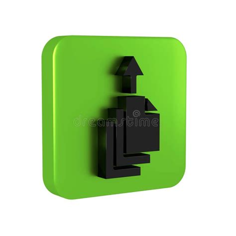 Black Data Export Icon Isolated On Transparent Background Green Square Button Stock