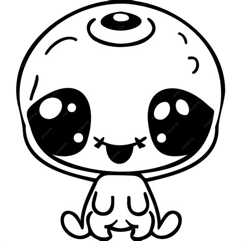 Premium Vector Kawaii Alien Coloring Page