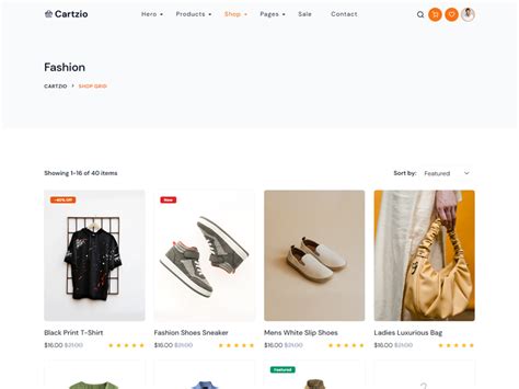 Cartzio Fashion Store Ecommerce Tailwind Css Landing Template