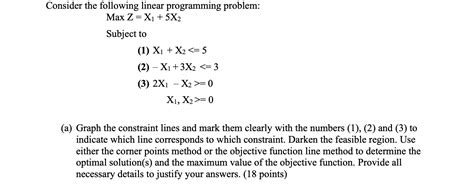 Solved Consider The Following Linear Programming Problem