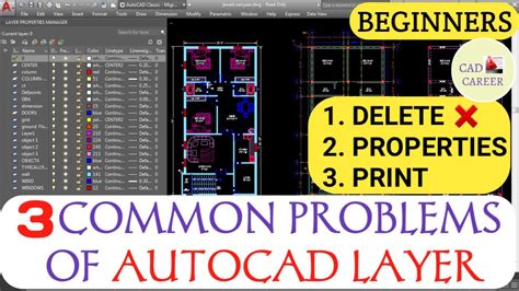 3 Common Problems Of Autocad Layer Autocad Layer Settings Youtube