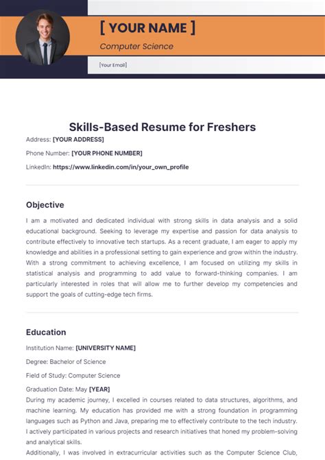 Free Skills Based Resume For Freshers Template To Edit Online