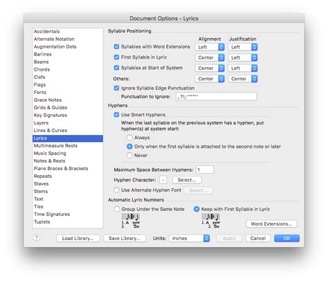 Document Options Dialog Box