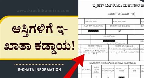 E Khata ರಾಜ್ಯದ ಎಲ್ಲಾ ಆಸ್ತಿಗಳಿಗೆ ಇ ಖಾತಾ ಕಡ್ಡಾಯ Krushikamitra