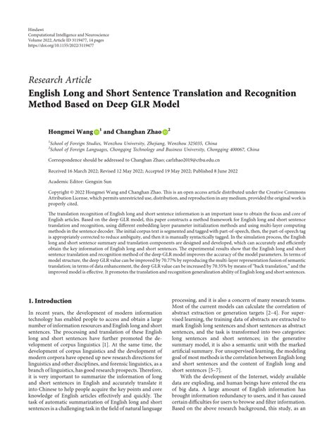 Pdf English Long And Short Sentence Translation And Recognition Method Based On Deep Glr Model