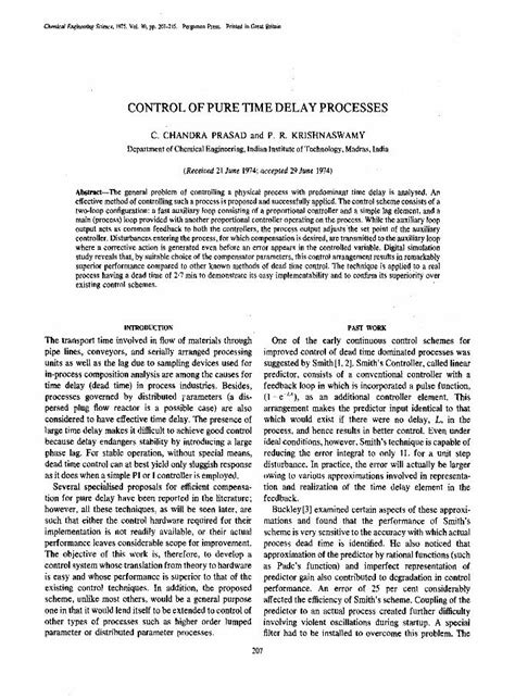 Pdf Control Of Pure Time Delay Processes Dokumentips
