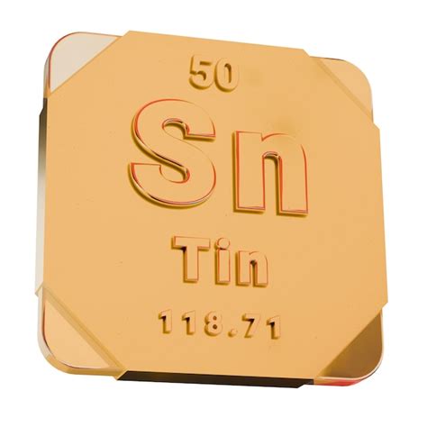 Premium Photo 3d Golden Icon Tin Sn Element From Periodic Table