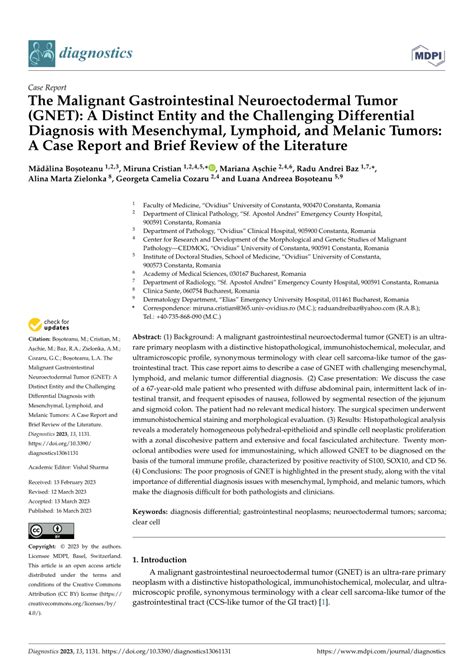 Pdf The Malignant Gastrointestinal Neuroectodermal Tumor Gnet A Distinct Entity And The