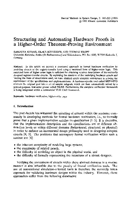 Pdf Structuring And Automating Hardware Proofs In A Higher Order