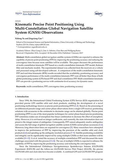 pdf kinematic precise point positioning using multi constellation