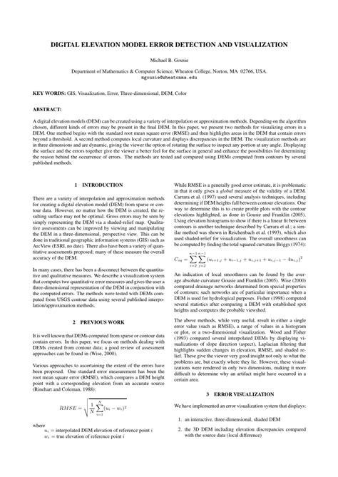 Pdf Digital Elevation Model Error Detection And Visualization