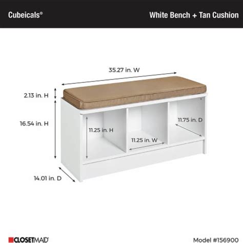 Closetmaid 3 Cube Cubby Storage Organizer Bench With Seat Cushion