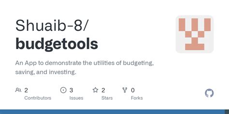 Github Shuaib 8budgetools An App To Demonstrate The Utilities Of Budgeting Saving And