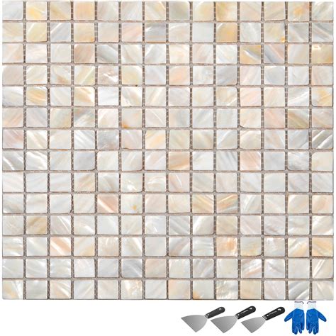 Pcs Azulejos De Mosaico De Cristal Baldosas De Cer Mica Color Perla Ba O Vevor Es