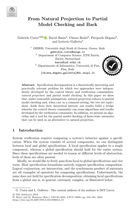 Pdf From Natural Projection To Partial Model Checking And Back