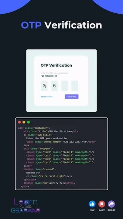 Otp Verification Ui Using Html And Css Clean Code Design Shorts Youtube