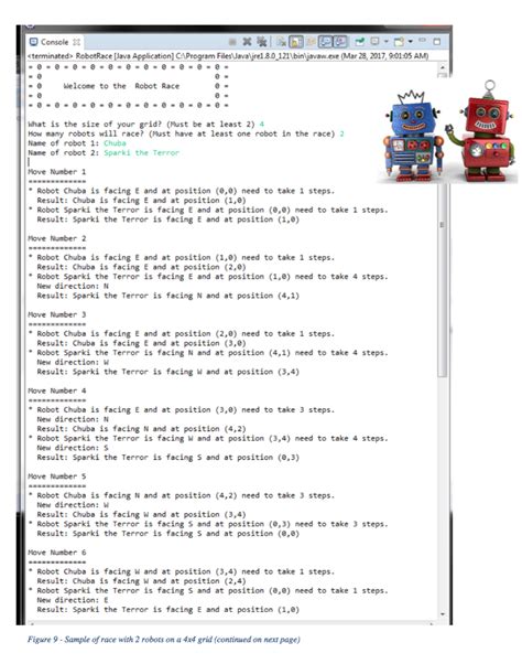 Console Terminated RobotRace Java Application Chegg