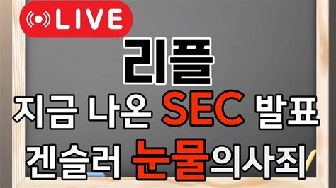리플 방금 나온 Sec 눈물의발표 겐슬러 X됐네요 Youtube
