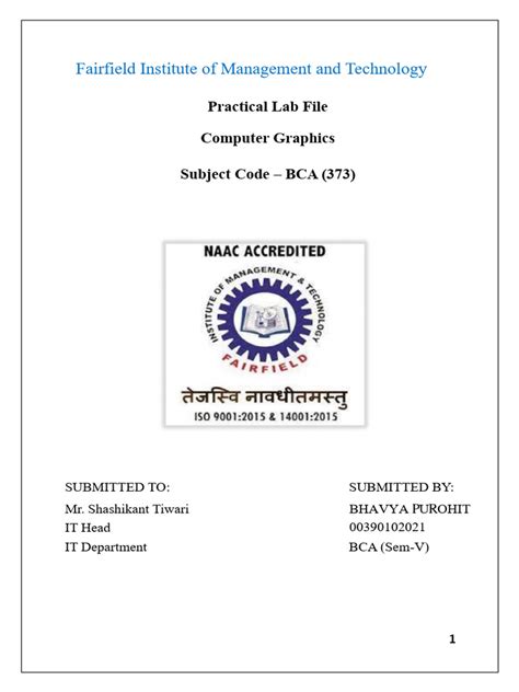 Fairfield Institute Of Management And Technology Practical Lab File