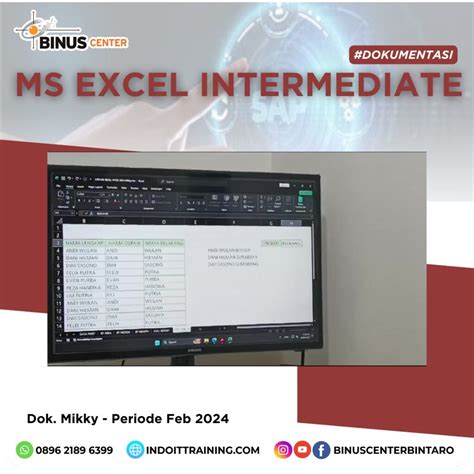 Dokumentasi Kelas Ms Excel Intermediate Binus Center