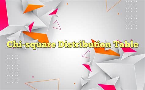 Chi Square Distribution Table