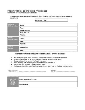 Fillable Online Library Rice Faculty Proxy Form Fax Email Print PdfFiller