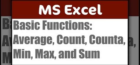 how to use basic functions in excel average count min max