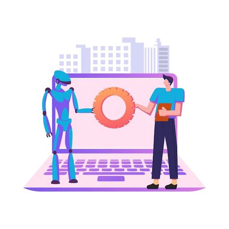 Premium Vector Collaborative Robotics Flat Style Illustration Design