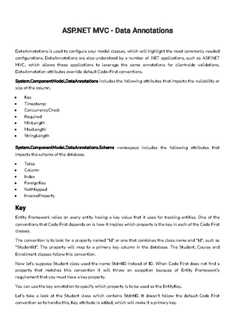 Aspnet Mvc Chapter 9 Asp Mvc Data Annotations Dataannotations Is Used To Congure Your