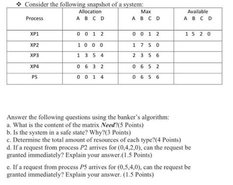 solved consider the following snapshot of a system