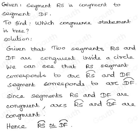 Solved Segment Rs Congruent To Segment Df Which Congruence Statement