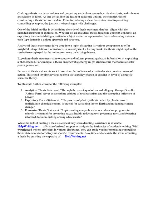 Types Of Thesis Statement Examples Pdf Essays Thesis