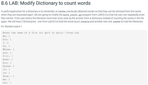 Solved 86 Lab Modify Dictionary To Count Words A Useful
