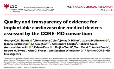 Lack Of Published Evidence For High Risk Medical Devices In Europe New Findings From Core Md