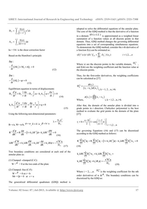 An Axisymmetric Bending Analysis Of Functionally Pdf Physics Science