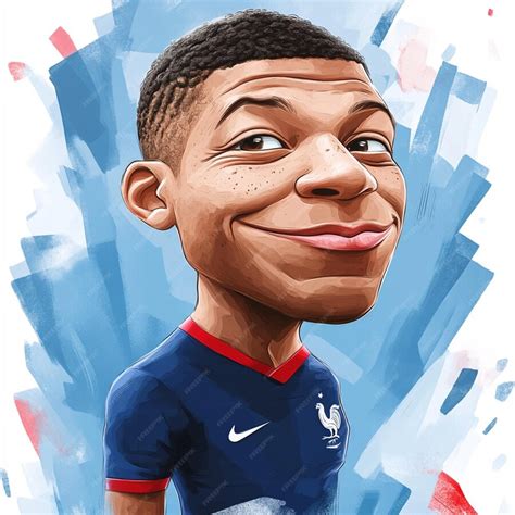 Kylian Mbappe Cartoon Illustration Premium Ai Generated Image