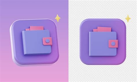Ui Ux 웹 모바일 앱 소셜 미디어 광고 디자인을 위한 간단한 보라색 3d 돈 지갑 아이콘 프리미엄 Psd 파일