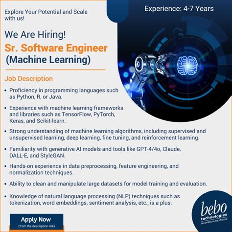 Bebo Technologies On Linkedin Wearehiring Seniorsoftwareengineer Machinelearningjobs