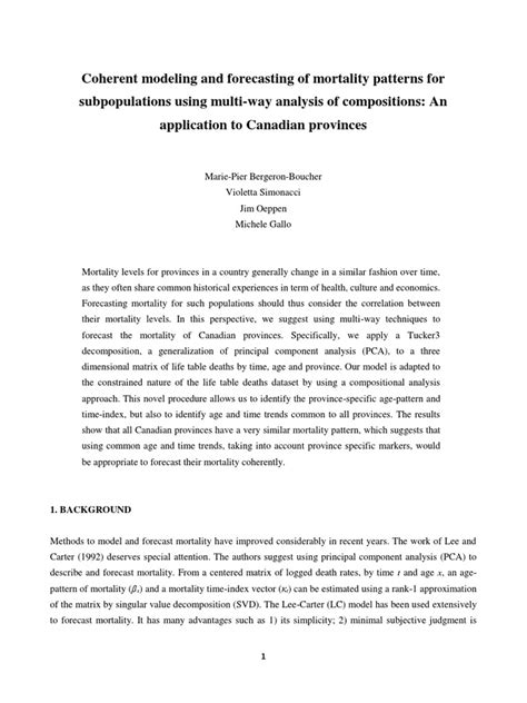 coherent modeling and forecasting of mortality patterns for pdf