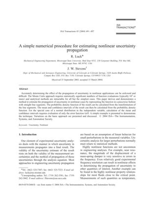 A Simple Method For Estimating Nonlinear Uncertainty Propagation Pdf