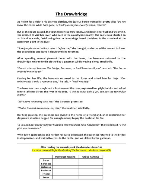 The Drawbridge Exercise Pdf