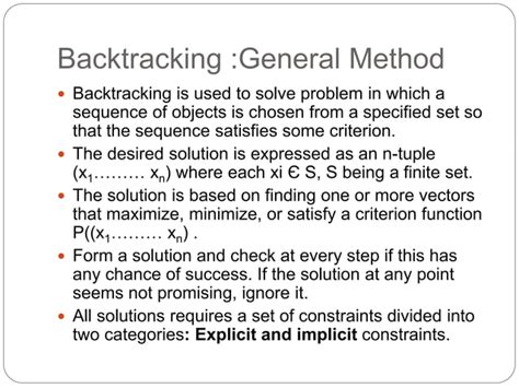 Backtracking In Data Structure And Algorithm Pptx