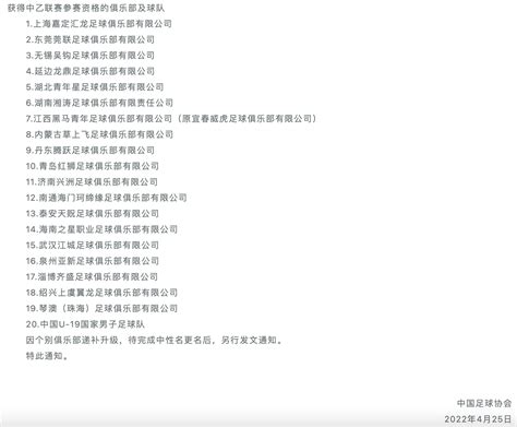 琴澳足球俱乐部在列足协公布新赛季中乙联赛准入名单 政策 注册 吴枫