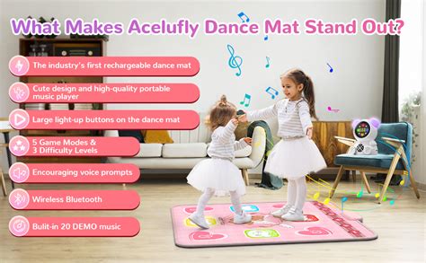 Acelufly Rechargeable Dance Mat Toys For Girls Light Up Dance Pad With Wireless Acelufly Rechargeable Dance Mat Toys For Girls Light Up Dance Pad With Wireless