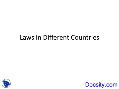 Laws In Different Countries Law Lecture Slides Docsity