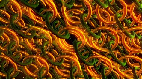 Golden Glowing Animation Of Bonded Circles Seamless Loop Design