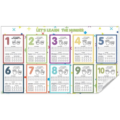 Dry Erase Line Guided English Numbers Activity Decal Number Tracing Reusable Durable Polystyrene