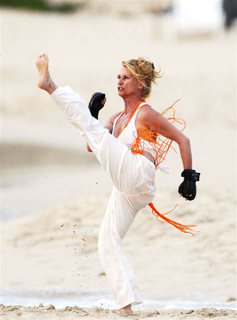 Nicolette Sheridan In Bikini Working Out On The Beach In St Barts Hawtcelebs