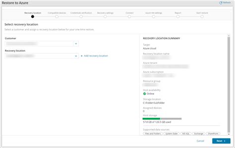 Configure One Time Restore To Azure