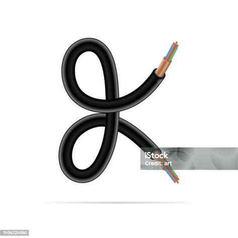 K 문자 전기 케이블 디자인 로고 응용 프로그램 로고 창조적 인 템플릿 등을위한 벡터 현실적인 글꼴 0명에 대한 스톡 벡터 아트 및 기타 이미지 Istock